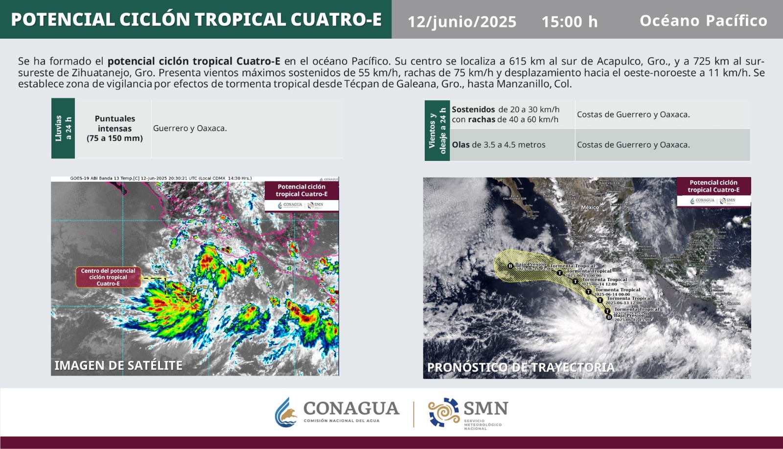 Se forma potencial ciclón tropical Cuatro - E en el océano Pacífico, informa Gobierno de ...